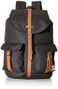 herschel dawson backpack, black/tan synthetic leather, classic 20.5l