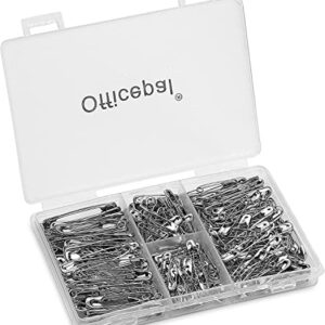 Officepal Premium Quality 4-Size Pack of Safety Pins- Top 250-Count – Durable, Rust-Resistant Nickel Plated Steel Set- Best Sewing Accessories Kit for Baby Clothing, Crafts, Arts (4-Size in 1 No.002)