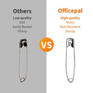 Officepal Premium Quality 4-Size Pack of Safety Pins- Top 250-Count – Durable, Rust-Resistant Nickel Plated Steel Set- Best Sewing Accessories Kit for Baby Clothing, Crafts, Arts (4-Size in 1 No.002)