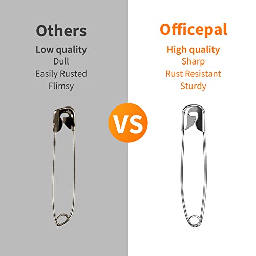 Officepal Premium Quality 4-Size Pack of Safety Pins- Top 250-Count – Durable, Rust-Resistant Nickel Plated Steel Set- Best Sewing Accessories Kit for Baby Clothing, Crafts, Arts (4-Size in 1 No.002)