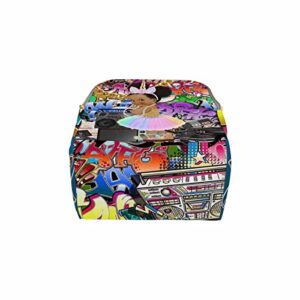 Custom Retro Radio Diaper Backpack with Name Personalized Street Graffiti Hip Hop Girl Shoulder Mommy Baby Bag, One Size