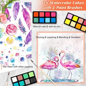 Art Supplies, 186-Pack Deluxe Art Set with 2 A4 Drawing Pads, 1 Coloring Book, 24 Acrylic Paints, Crayons, Colored Pencils, Watercake, Creative Gift Box for Adults Artist Beginners Kids Girls Boys