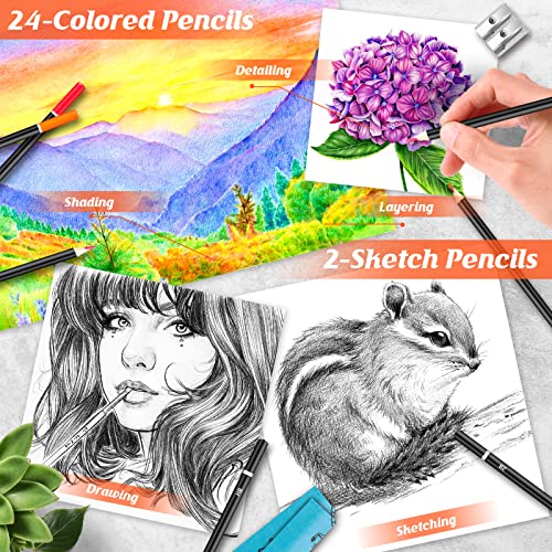 Art Supplies, 186-Pack Deluxe Art Set with 2 A4 Drawing Pads, 1 Coloring Book, 24 Acrylic Paints, Crayons, Colored Pencils, Watercake, Creative Gift Box for Adults Artist Beginners Kids Girls Boys