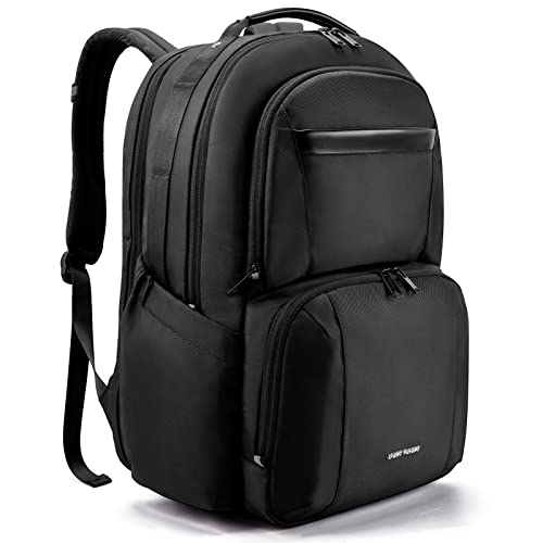 LIGHT FLIGHT Laptop Backpack for Men, Travel Backpack for Men Women Bookbag with Charging Port Fits 17.3 Inch Computer, 40L Back Pack for Business School Work College, Black