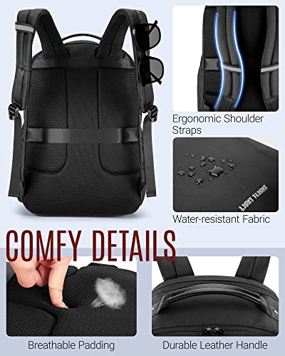 LIGHT FLIGHT Laptop Backpack for Men, Travel Backpack for Men Women Bookbag with Charging Port Fits 17.3 Inch Computer, 40L Back Pack for Business School Work College, Black