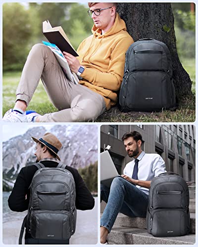 LIGHT FLIGHT Laptop Backpack for Men, Travel Backpack for Men Women Bookbag with Charging Port Fits 17.3 Inch Computer, 40L Back Pack for Business School Work College, Black