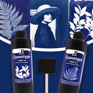 Jacquard Cyanotype - for Photographic Blueprints on Paper and Fabric - 2 Component Sensitizer Set - Bundled with Moshify Sponge Brush for Application