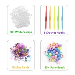 4860+ Loom Rubber Bands Refill Set: 14 Solid Colors 4500 Loom Bands+300 S-Clips+55 Pony Beads, Loom Bracelet Making Kit for Weaving Craft, Boy&Girl DIY Gift