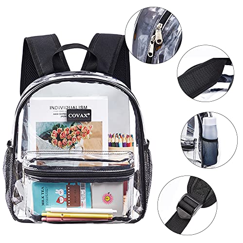 COVAX Clear Backpack,Stadium Approved Clear Transparent Backpack , See Through Backpack with Reinforced Straps for School, Concerts, Security, & Sporting Events