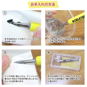 DELETER Trial Pen Set, 1 pan Holder + 3 Comic Pen nibs (G-Pen, Saji-Pen & Maru-Pen) + 3 Manga Papers, 1 Set (341-1008)