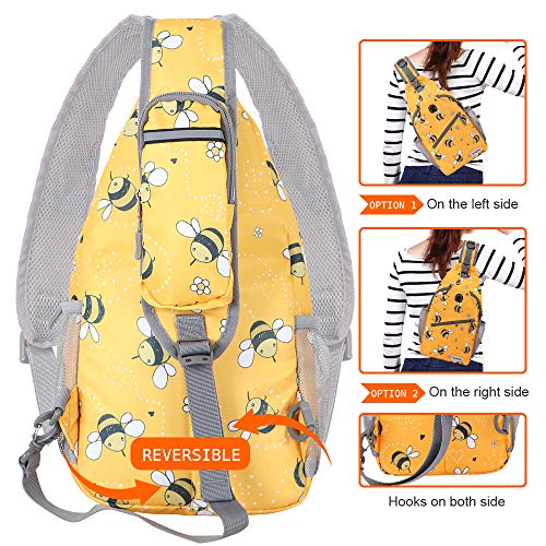 ZOMAKE Sling Bag for Women Men:Small Crossbody Sling Backpack - Mini Water Resistant Shoulder Bag Anti Thief Chest Bag Daypack for Travel Hiking Outdoor Sports (Bee Yellow)