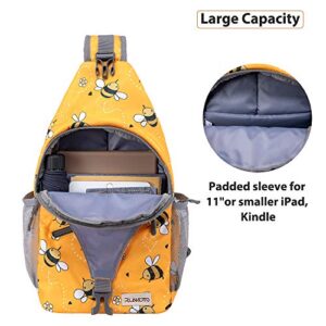 ZOMAKE Sling Bag for Women Men:Small Crossbody Sling Backpack - Mini Water Resistant Shoulder Bag Anti Thief Chest Bag Daypack for Travel Hiking Outdoor Sports (Bee Yellow)