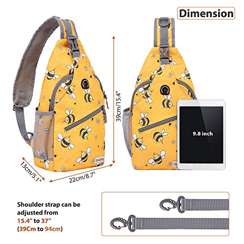 ZOMAKE Sling Bag for Women Men:Small Crossbody Sling Backpack - Mini Water Resistant Shoulder Bag Anti Thief Chest Bag Daypack for Travel Hiking Outdoor Sports (Bee Yellow)