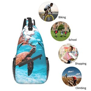 Beach Sling Bag Turtle Crossbody Chest Daypack Casual Backpack Animal Shoulder Bag For Travel Picnic