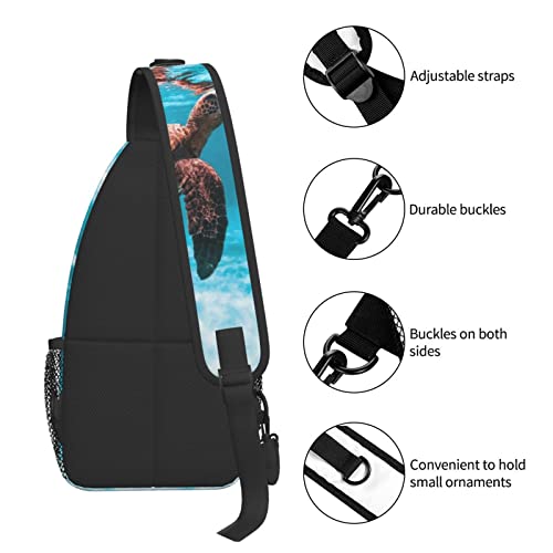 Beach Sling Bag Turtle Crossbody Chest Daypack Casual Backpack Animal Shoulder Bag For Travel Picnic