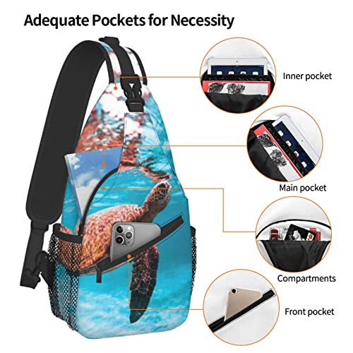 Beach Sling Bag Turtle Crossbody Chest Daypack Casual Backpack Animal Shoulder Bag For Travel Picnic