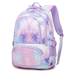 girls boys backpack kindergarten elementary middle school large size printing waterproof back to school travel bag35l (fairy tale mermaid)