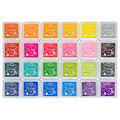 Ink Pad, 24 Colors Finger Washable Craft Ink Pad for Kids Stamp, 1.18X1.18''