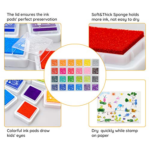 Ink Pad, 24 Colors Finger Washable Craft Ink Pad for Kids Stamp, 1.18X1.18''