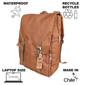 BOTELA - Sustainable 15.6" Laptop Backpack, Made with 100% Polyester Fabric From Recycled Plastic Bottles, EcoFriendly Bag, Beige