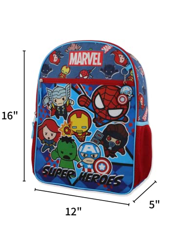 Marvel Kawaii Boys 16" Backpack 5 piece School Set (One Size, Blue)