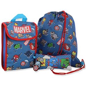 Marvel Kawaii Boys 16" Backpack 5 piece School Set (One Size, Blue)