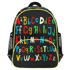 education alphabet kids backpack for boys girls, rainbow letter toddler bag kindergarten children bag preschool nursery travel bag with chest strap small backpack