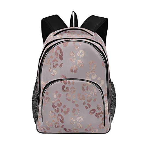 OREZI Fashion Backpack for Women Girl Rose Gold Leopard Schoolbag Backpack Bookbags Travel Bag Casual Daypack Rucksack for Student Teenagers kid's