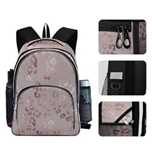 OREZI Fashion Backpack for Women Girl Rose Gold Leopard Schoolbag Backpack Bookbags Travel Bag Casual Daypack Rucksack for Student Teenagers kid's