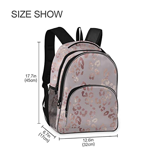 OREZI Fashion Backpack for Women Girl Rose Gold Leopard Schoolbag Backpack Bookbags Travel Bag Casual Daypack Rucksack for Student Teenagers kid's