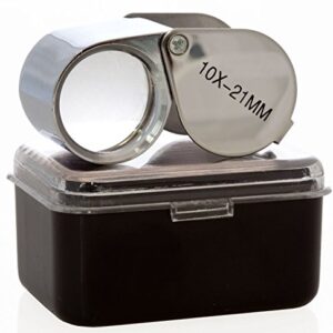 Aiernuo Loupes 10x Glass Jeweler Loupe Loop Eye Magnifier Magnifying Magnifier Metal Body Silver (10x21mm)