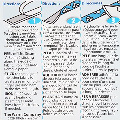 Warm Company Lite Steam-A-Seam 2 Double Stick Fusible Web: 1/2x20 Yds