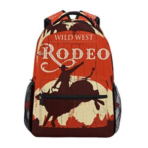 wild west rodeo daypack backpack school college travel hiking fashion laptop backpack for women men teen casual schoolbags canvas