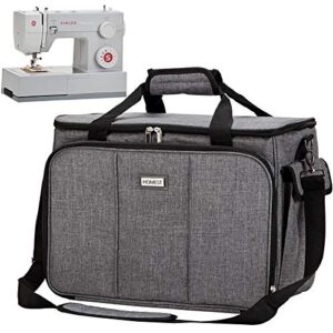 homest sewing machine carrying case with multiple storage pockets, universal tote bag with shoulder strap compatible with most standard singer, brother, janome, grey (patent design)