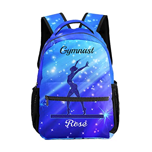 Liveweike Gymnastics Beam Sparkle Personalized Kids Backpack with Name Teen Girl Boy Primary School Travel Bag