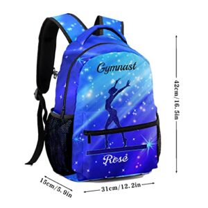 Liveweike Gymnastics Beam Sparkle Personalized Kids Backpack with Name Teen Girl Boy Primary School Travel Bag