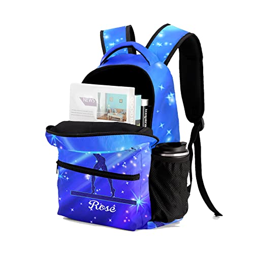 Liveweike Gymnastics Beam Sparkle Personalized Kids Backpack with Name Teen Girl Boy Primary School Travel Bag