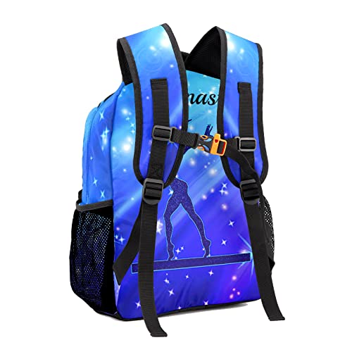 Liveweike Gymnastics Beam Sparkle Personalized Kids Backpack with Name Teen Girl Boy Primary School Travel Bag