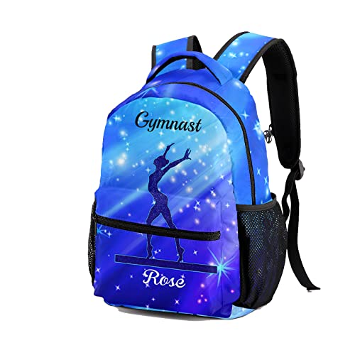 Liveweike Gymnastics Beam Sparkle Personalized Kids Backpack with Name Teen Girl Boy Primary School Travel Bag