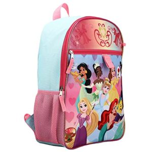 Disney Princesses Backpack With Lunch box set for kids 6 Piece