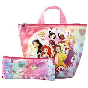 Disney Princesses Backpack With Lunch box set for kids 6 Piece