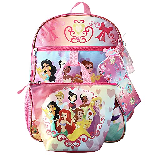 Disney Princesses Backpack With Lunch box set for kids 6 Piece