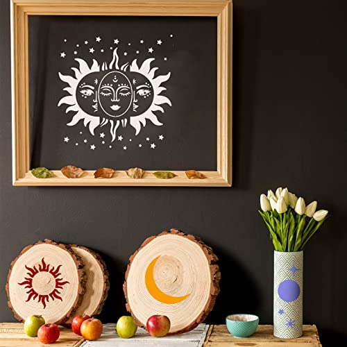 9 Pieces Mandala Sun and Moon Stencil Moon Sun Flower Star Stencil Mandala Sun Moon Stencils Reusable Painting Templates with Metal Open Ring for DIY Scrapbooks Painting on Wood Wall Home Decor Supply