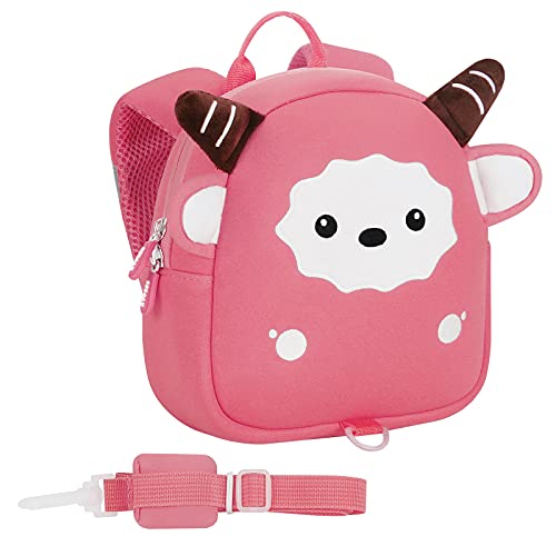 BEBOAN Toddler Backpack for Girls, Kids Backpack Harness with Safety Leash Chest Strap for 4,5,6 Year Old Kindergarten Preschool Pink Sheep Small