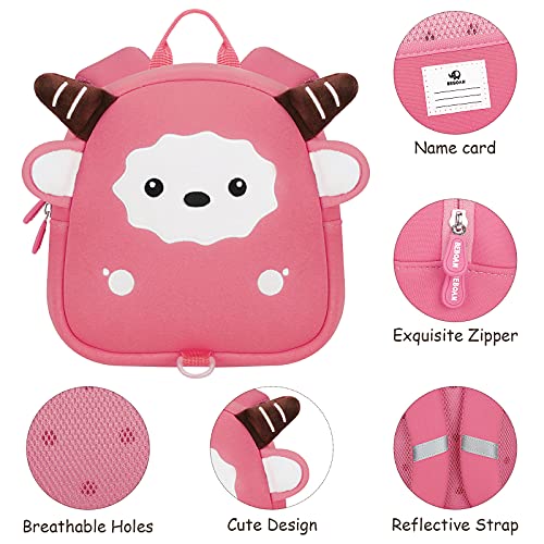 BEBOAN Toddler Backpack for Girls, Kids Backpack Harness with Safety Leash Chest Strap for 4,5,6 Year Old Kindergarten Preschool Pink Sheep Small