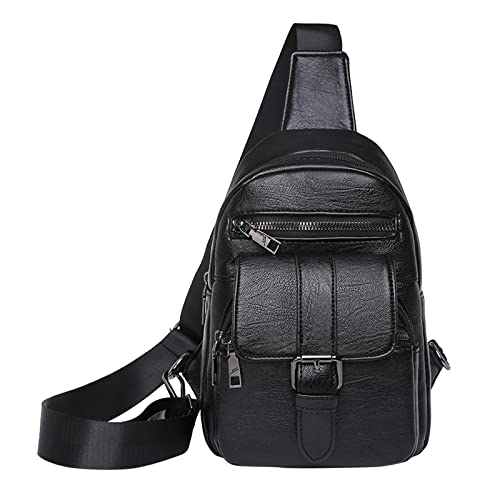 2023 Chest Bag for Women Crossbody Bag in Leather with Pockets Waterproof Sling Bag Trendy Shoulder Backpack for Travel