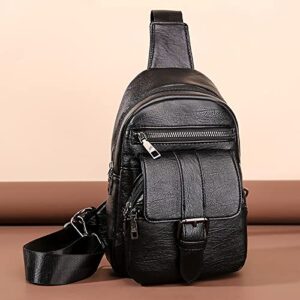 2023 Chest Bag for Women Crossbody Bag in Leather with Pockets Waterproof Sling Bag Trendy Shoulder Backpack for Travel