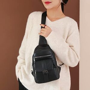 2023 Chest Bag for Women Crossbody Bag in Leather with Pockets Waterproof Sling Bag Trendy Shoulder Backpack for Travel