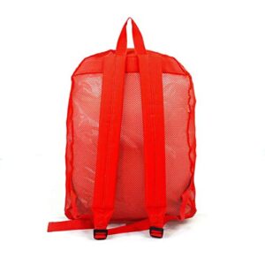 K-Cliffs Mesh Backpack See Through Student School Book Bag Security Net Daypack, Red