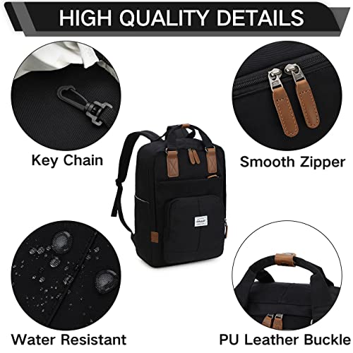 RAVUO Laptop Backpack Men Women, Water Resistant Vintage 15.6 inch School Back Pack College Bookbag Casual Daypack Travel Rucksack Black